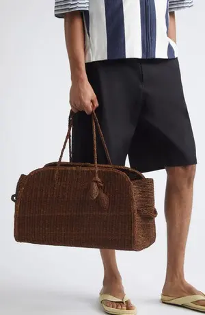 Jacquemus Le Grand Turismo Raffia Bowling Bag - Camel