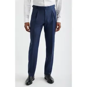 Zanella Danny Pleated Solid Wool Dress Pants