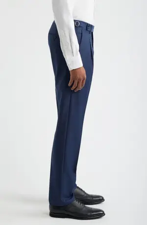 Zanella Danny Pleated Solid Wool Dress Pants
