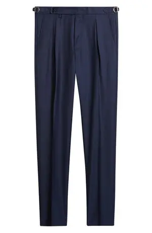 Zanella Danny Pleated Solid Wool Dress Pants