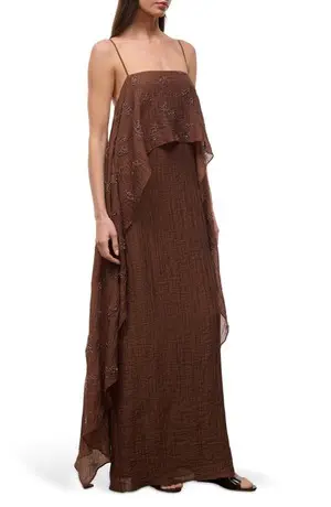 Staud Valencia Crinkle Beaded Maxi Dress