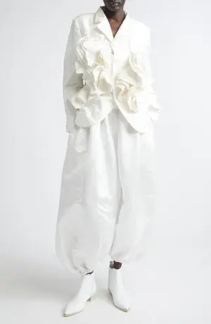 Comme Des Garçons Floral Damask Single Breasted Blazer - Off-white