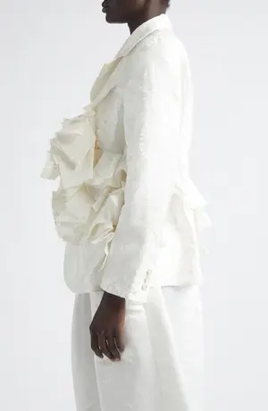 Comme Des Garçons Floral Damask Single Breasted Blazer - Off-white