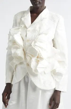 Comme Des Garçons Floral Damask Single Breasted Blazer - Off-white