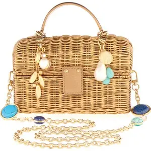Judith Leiber Isla Sea Charms Wicker Handbag - Champagne Champagne
