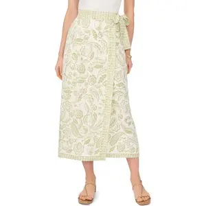 Vince Camuto Mixed Print Wrap Midi Skirt