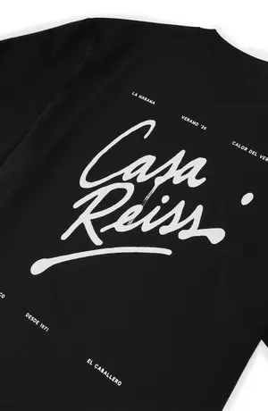 REISS Casa Cotton Graphic T-shirt - Black