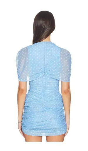 Amanda Uprichard Evianna Top In Polka Dot Mesh - Baby Blue