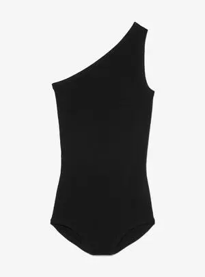 Michael Kors Stretch Cashmere Blend One-shoulder Bodysuit - Black