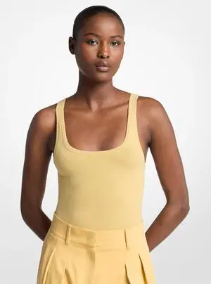 Michael Kors Stretch Cashmere Blend Bodysuit - Yellow