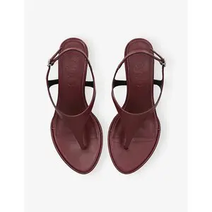 AeydĒ Roose Leather Wedge Sandals - Wine