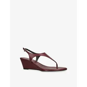 AeydĒ Roose Leather Wedge Sandals - Wine