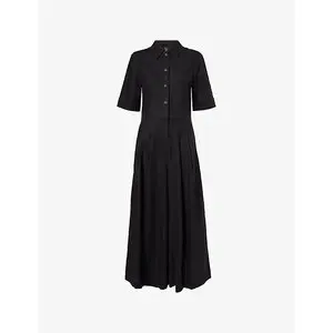 ME+EM Belted Wide-leg Linen-blend Jumpsuit - Black