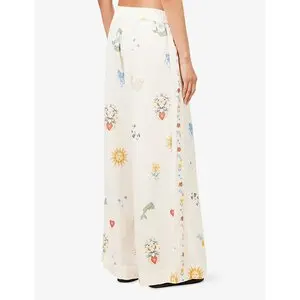 Agua Bendita Graphic Print Cotton Trousers