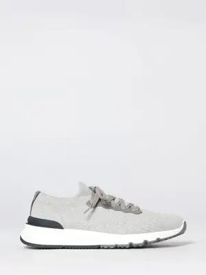 Brunello Cucinelli Stretch Cotton Knit Lace-up Sneakers - Grey