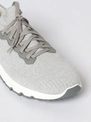 Brunello Cucinelli Stretch Cotton Knit Lace-up Sneakers - Grey
