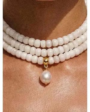 Ettika Marina Cultured Freshwater Pearl Multi Row Choker Necklace