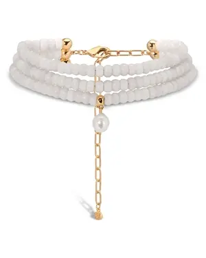 Ettika Marina Cultured Freshwater Pearl Multi Row Choker Necklace