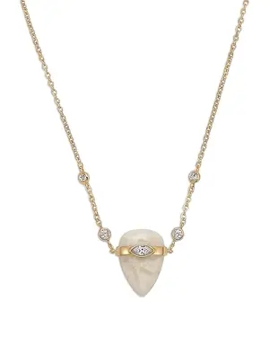 Ettika Solstice Pave & Stone Pendant Necklace - Bone