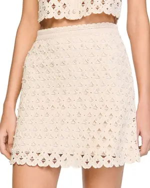 Sandro Short Beaded Crochet Skirt