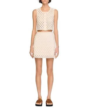Sandro Short Beaded Crochet Skirt