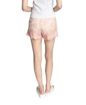 Anna Sui Damask Rose Brocade Shorts With Lace Detailing