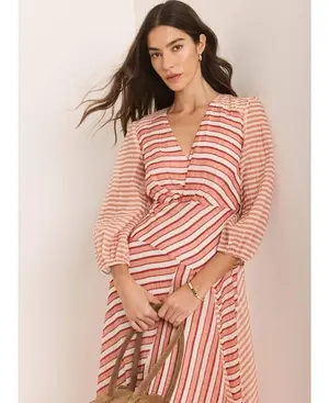 Mint Velvet Striped Panelled Midi Dress