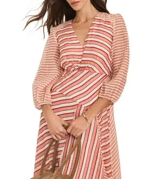 Mint Velvet Striped Panelled Midi Dress