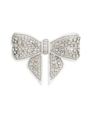 SELF-PORTRAIT Crystal Embellished Bow Hair Clip - Silver