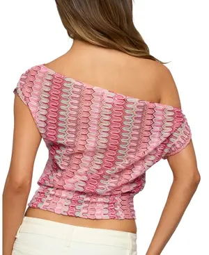 EDIKTED Taniya Off Shoulder Zigzag Knit Top