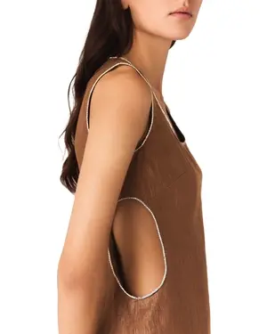Maje Linen Blend Cut-out Mini Dress
