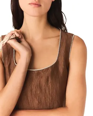 Maje Linen Blend Cut-out Mini Dress