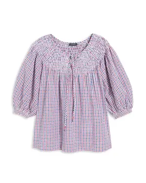 Vineyard Vines Devin Top With Smocked Neckline And Tie Detail