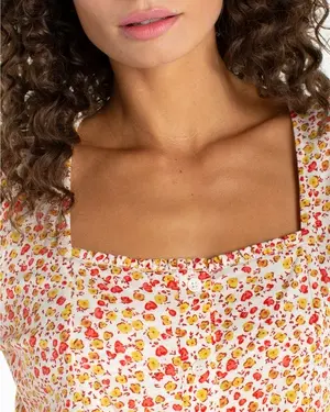 LIVERPOOL Floral Square Neck Peplum Top