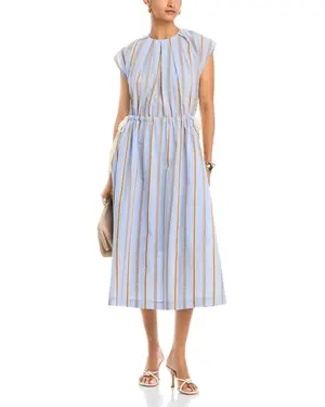 A.REN Bryce Short Sleeve Midi Dress With Striped Print