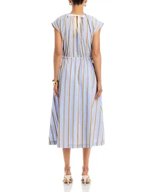 A.REN Bryce Short Sleeve Midi Dress With Striped Print