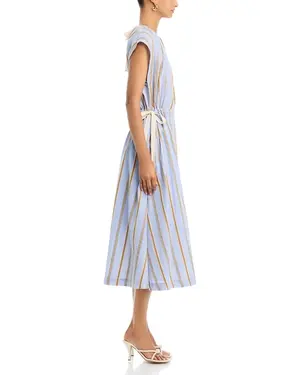 A.REN Bryce Short Sleeve Midi Dress With Striped Print