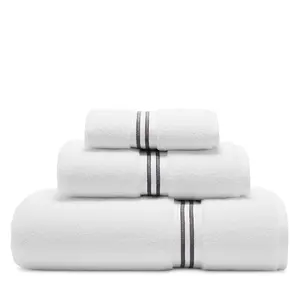 HUDSON PARK COLLECTION Turkish Border Tub Mat Towel - Charcoal