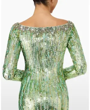 Jenny Packham Marnie Sequin Embellished Maxi Gown - Green Opal