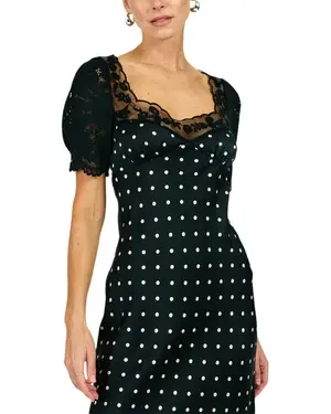 Line & Dot Sophie Maxi Dress With Lace Trim And Polka Dot Print
