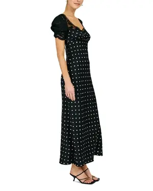 Line & Dot Sophie Maxi Dress With Lace Trim And Polka Dot Print