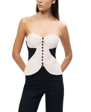 NOCTURNE Structured Strapless Contrast Bustier Top
