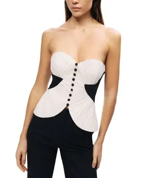 NOCTURNE Structured Strapless Contrast Bustier Top