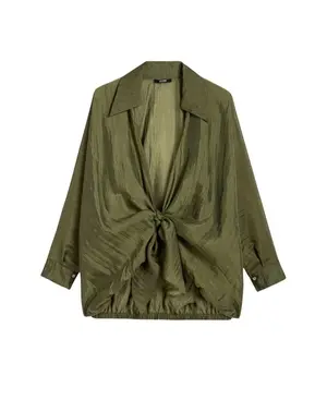 NOCTURNE Fluid Open-front Shirt - Khaki