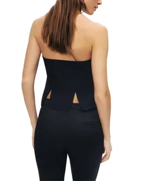 NOCTURNE Halter Neck Mandarin Collar Peplum Top