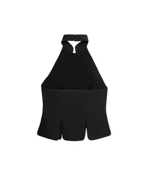 NOCTURNE Halter Neck Mandarin Collar Peplum Top