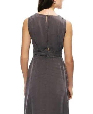 NOCTURNE V-neck Sleeveless Midi Dress - Anthracite
