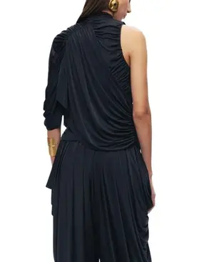 NOCTURNE Asymmetric Draped Blouse