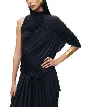 NOCTURNE Asymmetric Draped Blouse