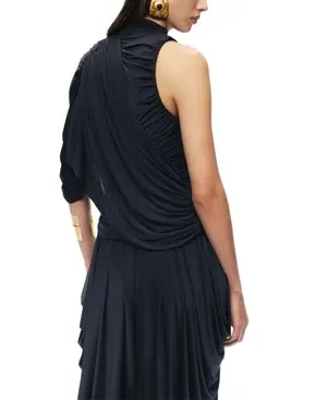 NOCTURNE Asymmetric Draped Blouse